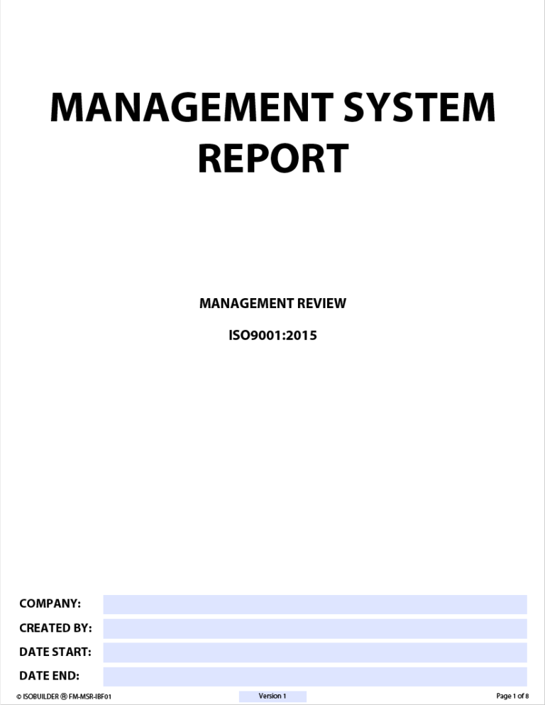 ISO Management System Documents ISO9001 Management Review ISOBUILDER ...
